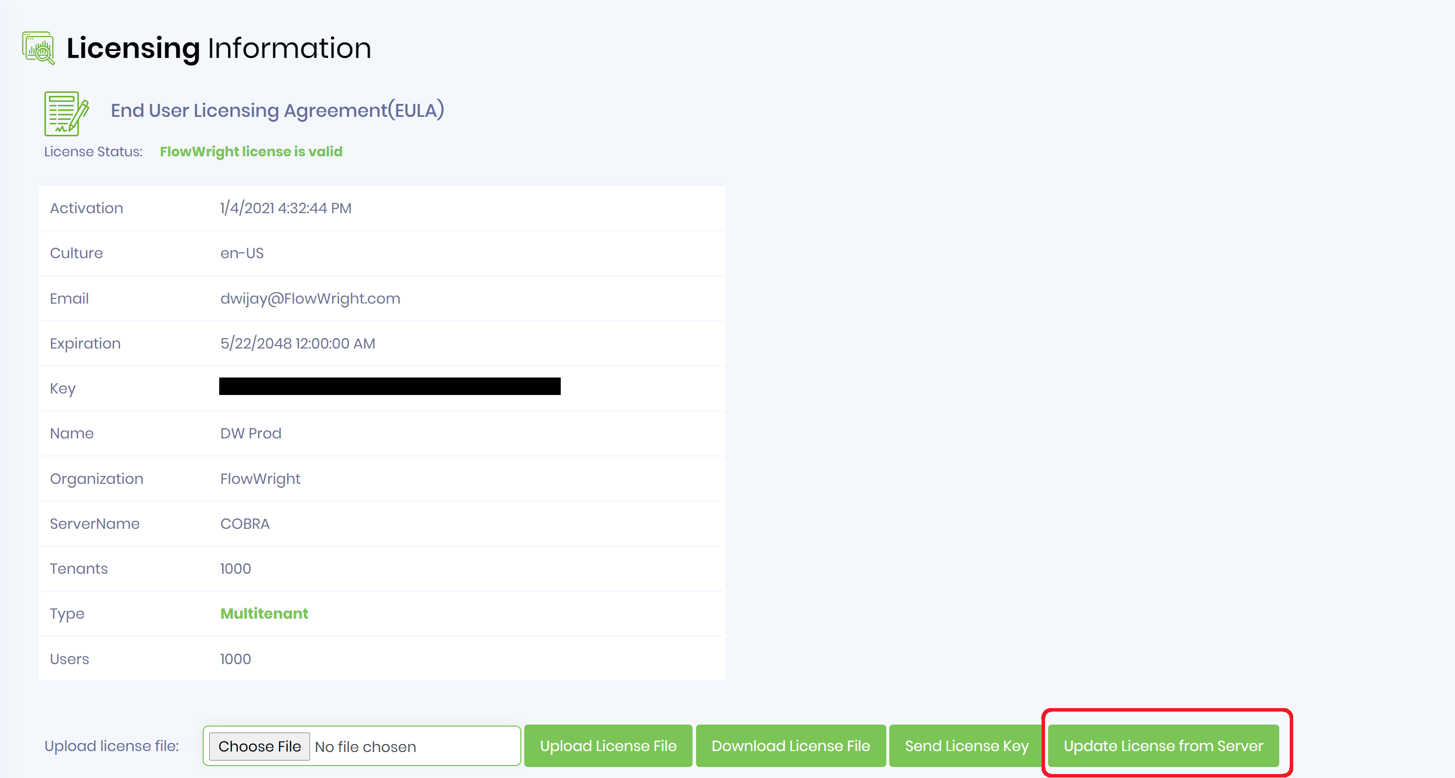 License Auto Update - FlowWright
