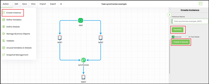 Creating an instance from the process designer - FlowWright