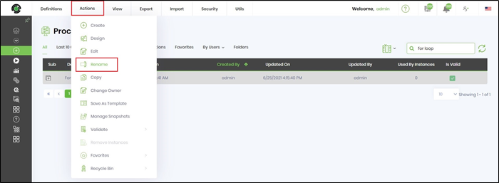 Renaming the process definition - FlowWright