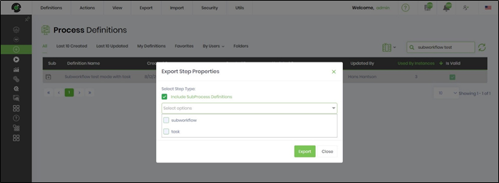 Exporting process definitions - FlowWright