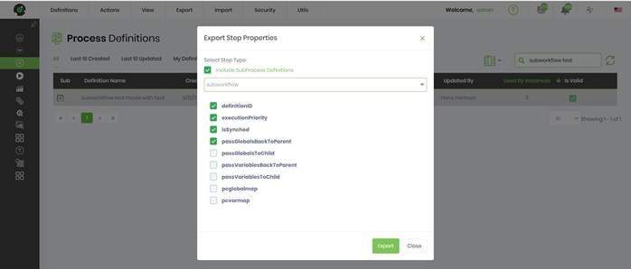 Exporting process definitions - FlowWright
