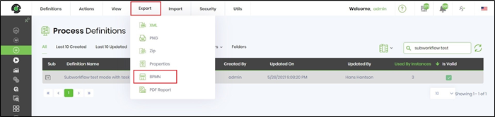 Exporting process definitions - FlowWright