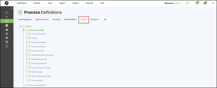 Process definition folders - FlowWright