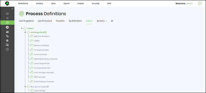 Process definition folders - FlowWright