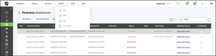 Export process instances - FlowWright