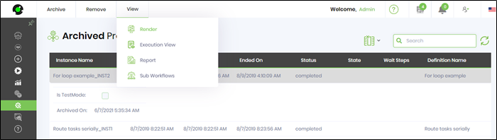 Archiving process instances - FlowWright