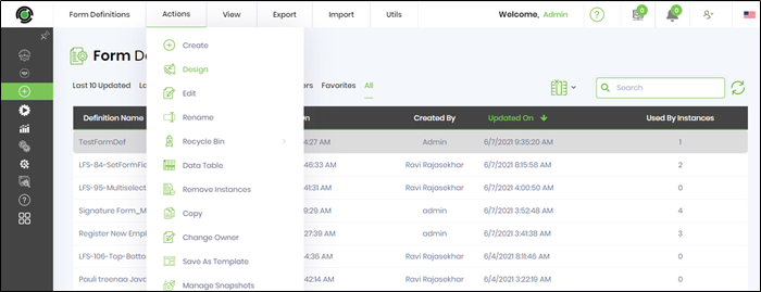 Creating a form definition - FlowWright