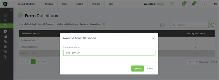 Rename form definition - FlowWright