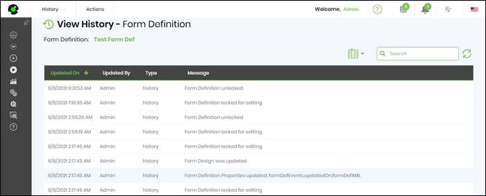 Form definition history - FlowWright