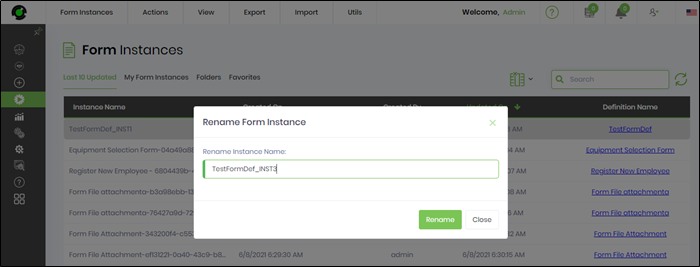 Rename form instance - FlowWright