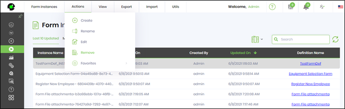 Removing a form instance - FlowWright