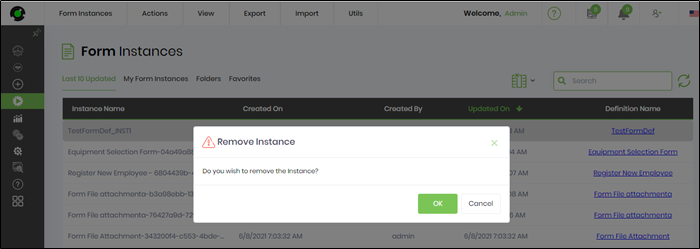 Removing a form instance - FlowWright