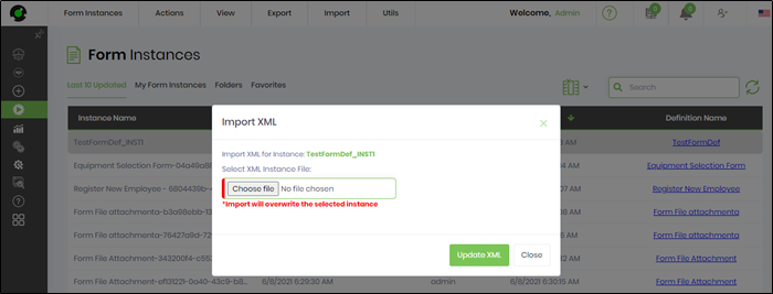 Export/Import form instance - FlowWright