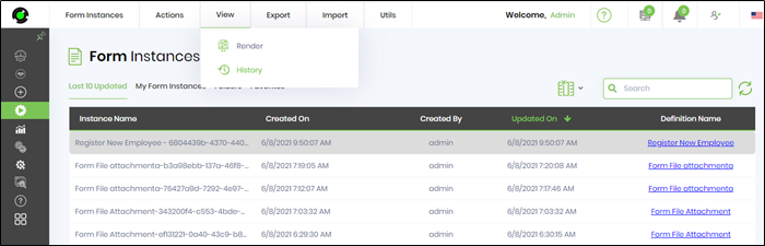 Form instance history - FlowWright