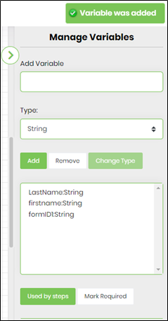 Getting form field values and saving in variables within the process - FlowWright