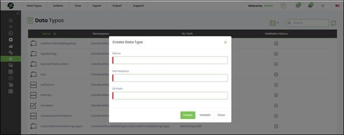 Create data type - FlowWright