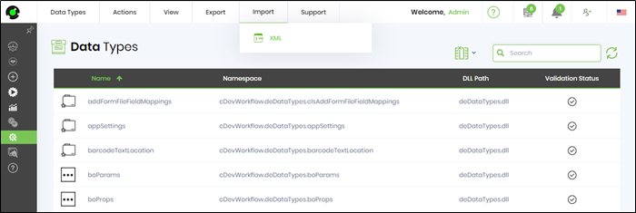 Import data type - FlowWright