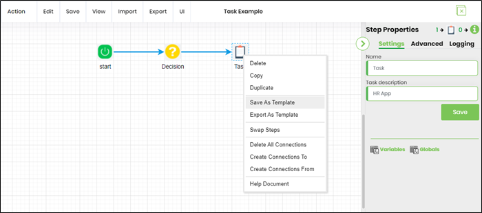 Template steps - FlowWright