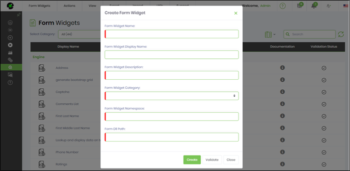 Create a form widget - FlowWright