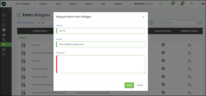 Request form widget - FlowWright