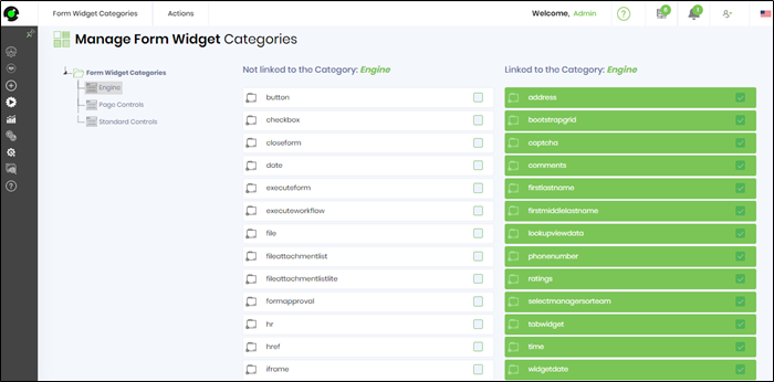 Form widget categories - FlowWright