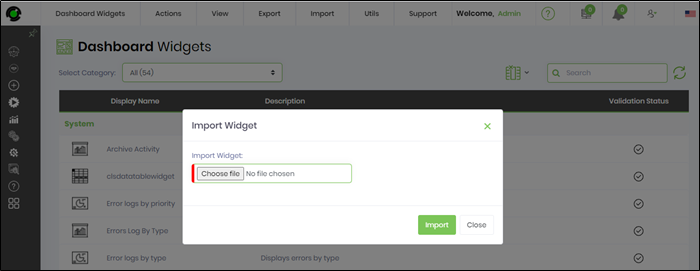 Import/Export a dashboard widget - FlowWright