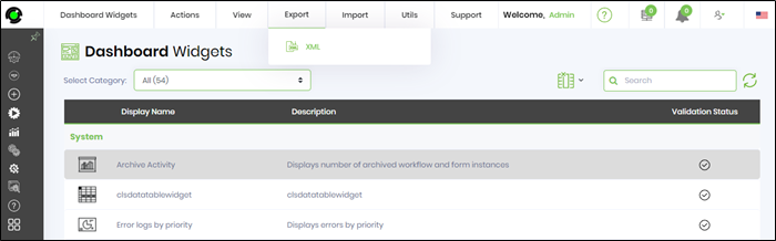 Import/Export a dashboard widget - FlowWright