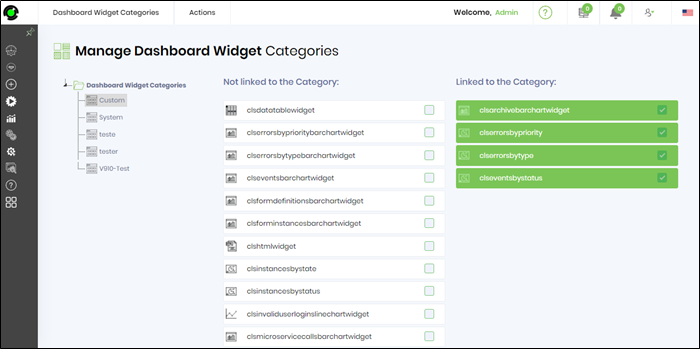 Dashboard Widget Categories - FlowWright