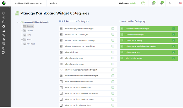 Dashboard Widget Categories - FlowWright