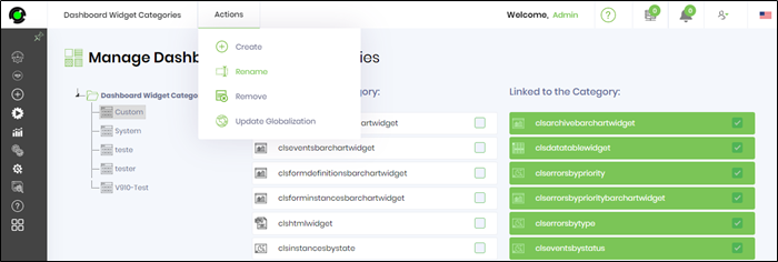 Dashboard Widget Categories - FlowWright