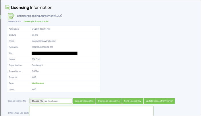 View License Information - FlowWright