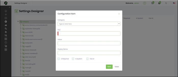 Settings Designer - FlowWright
