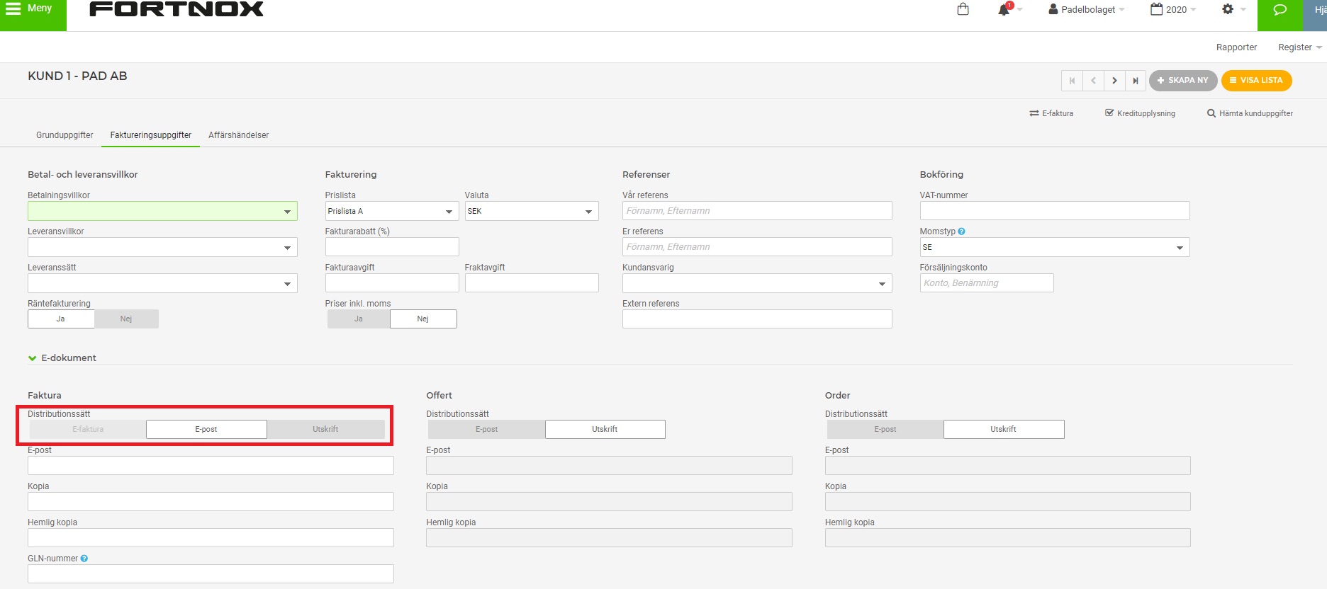 Leverans av fakturor - Fortnox