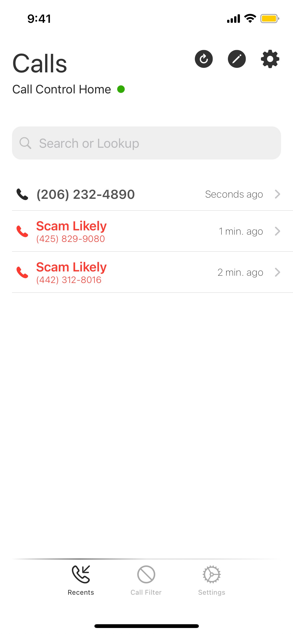 How to see your recent calls in iOS app - Call Control