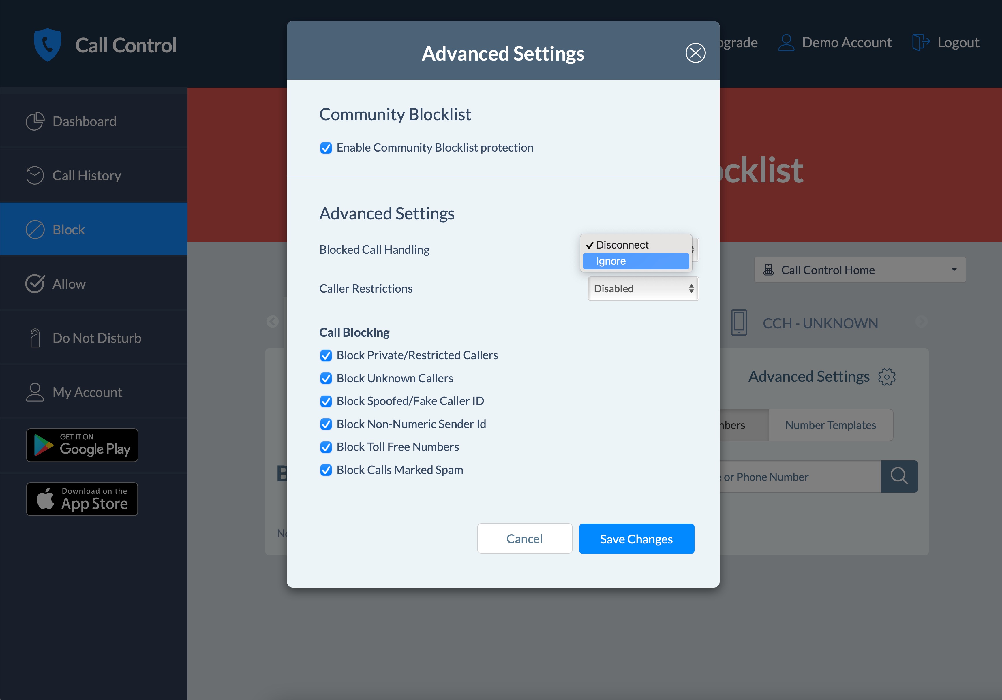 How to change call blocking mode from disconnect to send to voicemail ...