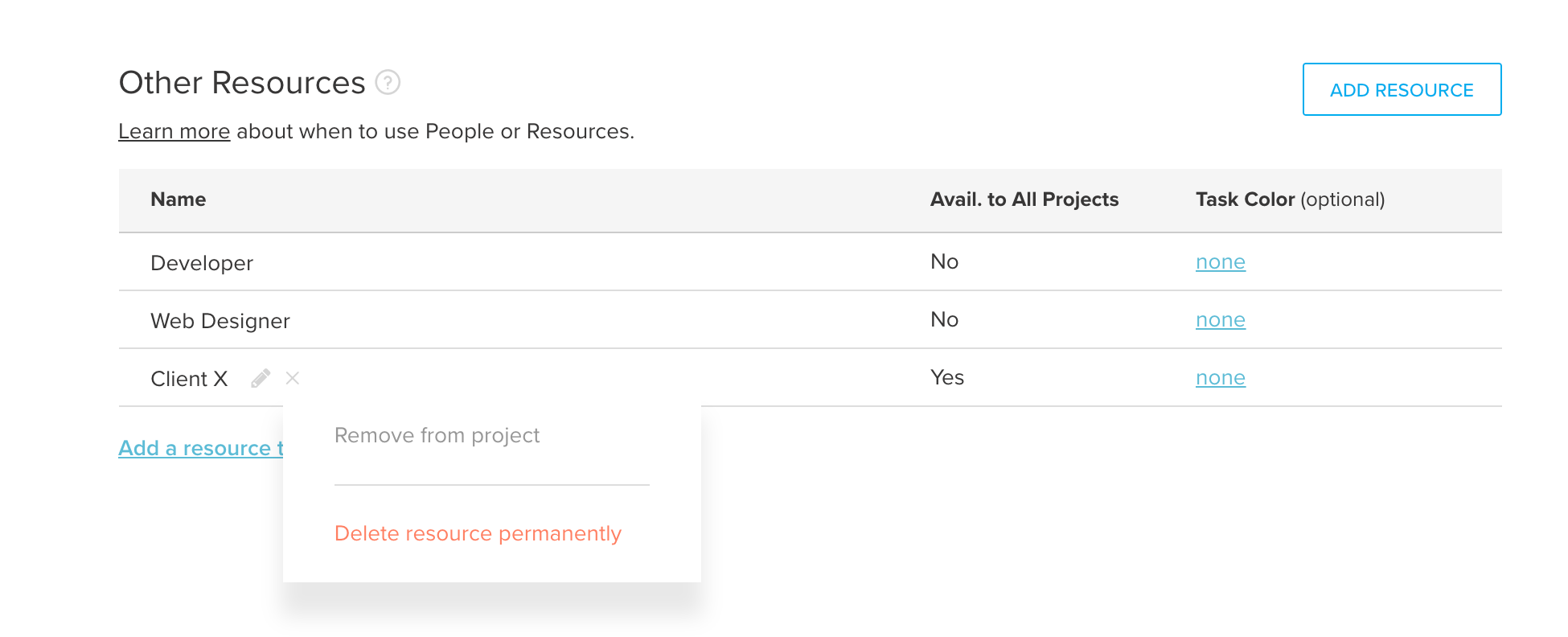 Add, Edit, and Remove Resources