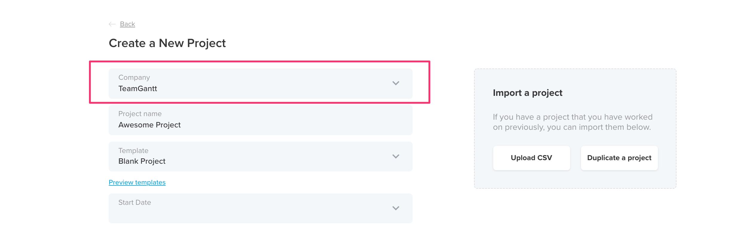 Projects | TeamGantt Support