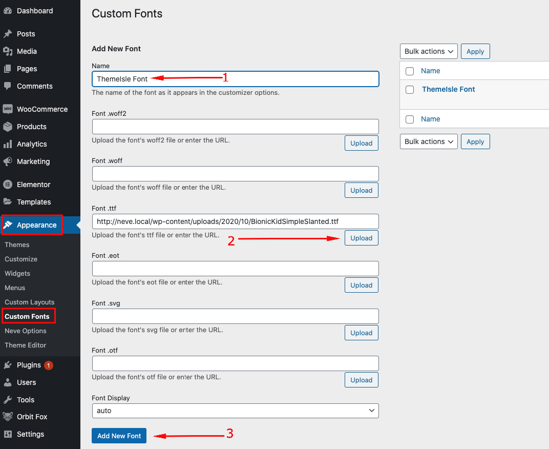 Custom fonts - Orbit Fox module - ThemeIsle Docs