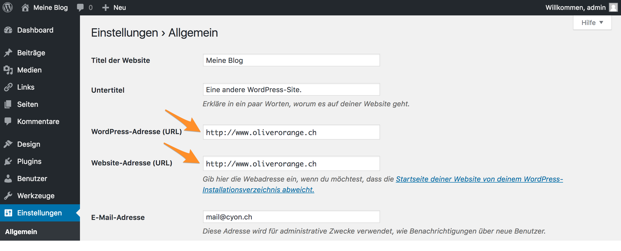 Preview-Domain mit einer WordPress-Seite verwenden | cyon-Support