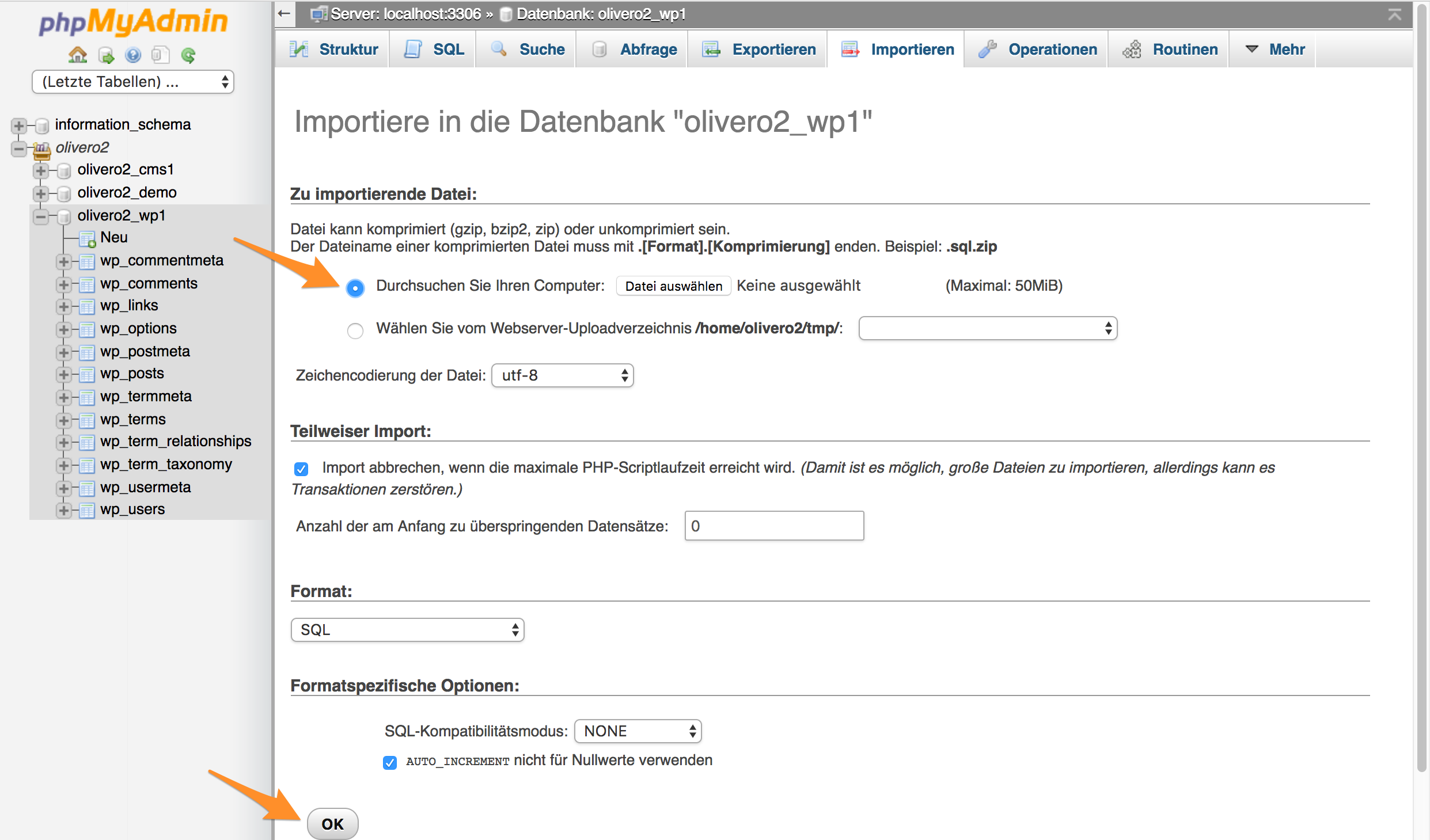 Datenbank importieren | cyon-Support