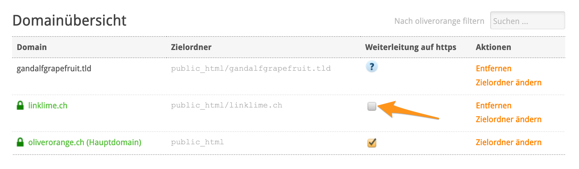 Weiterleitung auf HTTPS einrichten