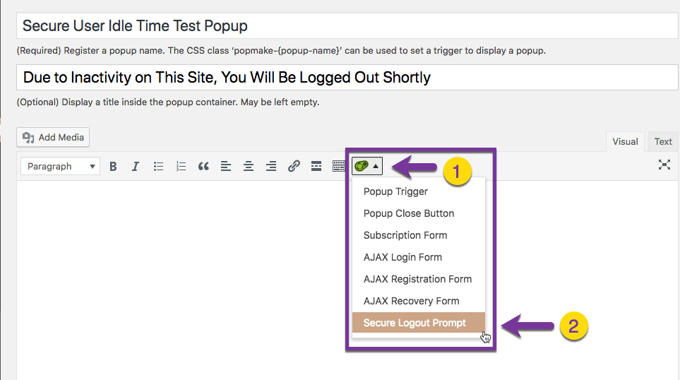 Secure Idle User Logout-Plugin Introduction And Option Settings - Popup Maker