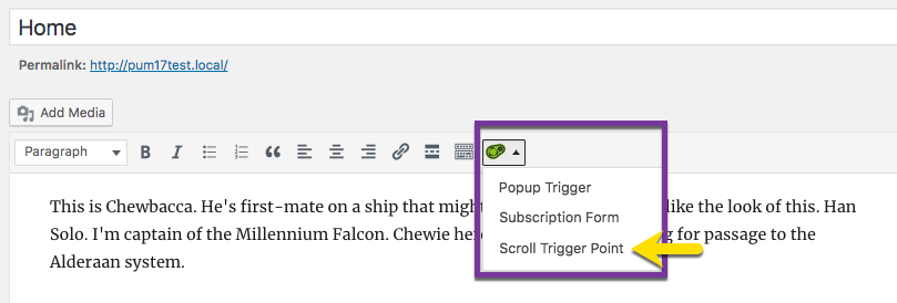 Shortcode: Scroll Trigger Point - Popup Maker