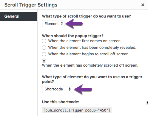 Shortcode: Scroll Trigger Point - Popup Maker