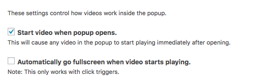 Video Popups Settings And Features - Popup Maker