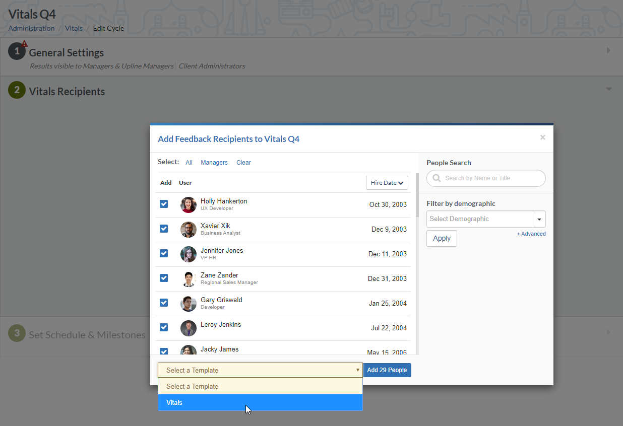 How to Launch a Vitals Cycle