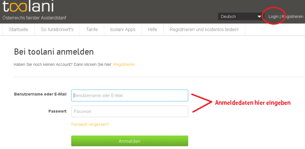 Wo finde ich meinen Guthabenstand? | Hilfe-Center | toolani - Billig ...