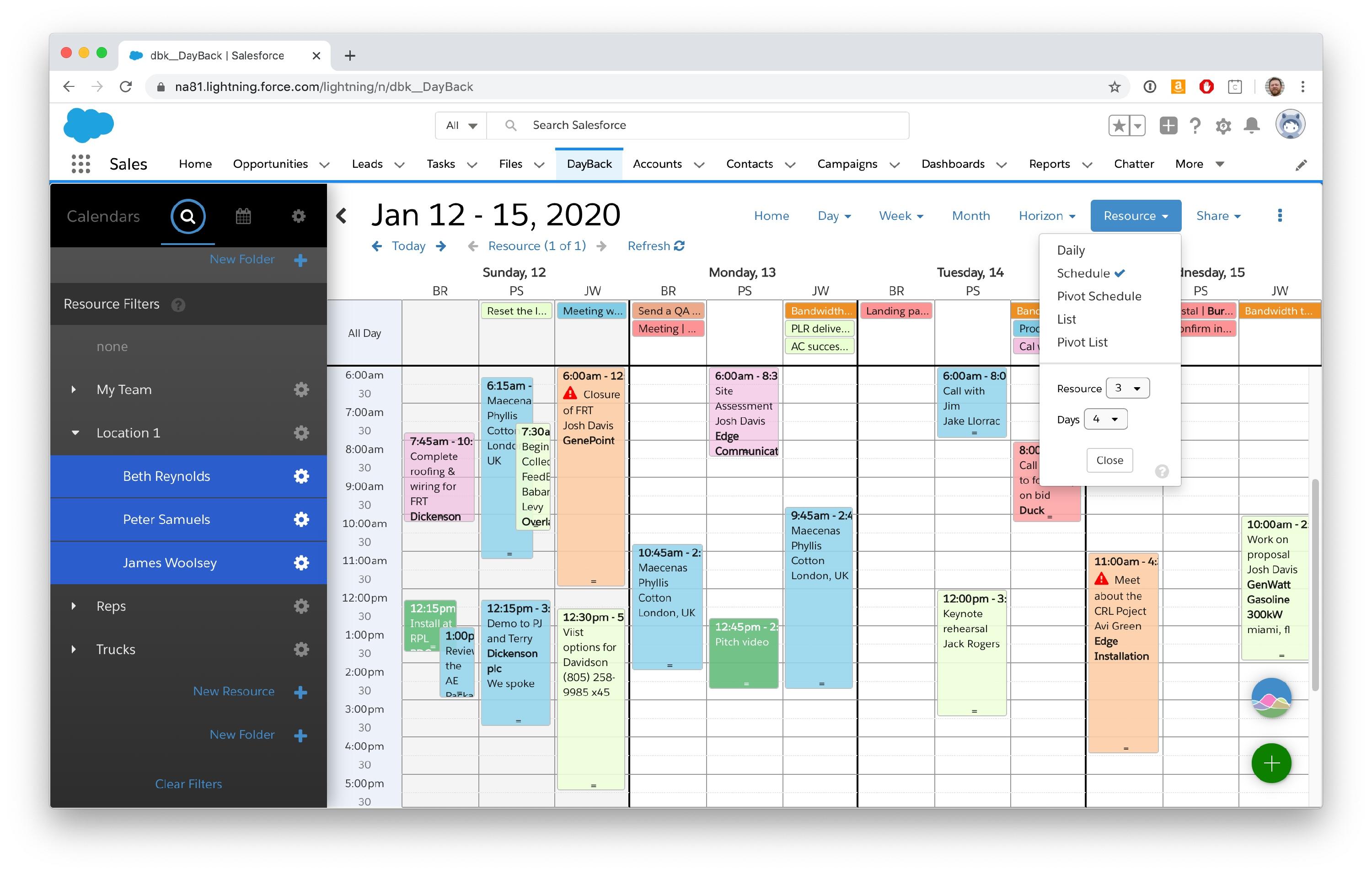 Resource Scheduling DayBack Documentation