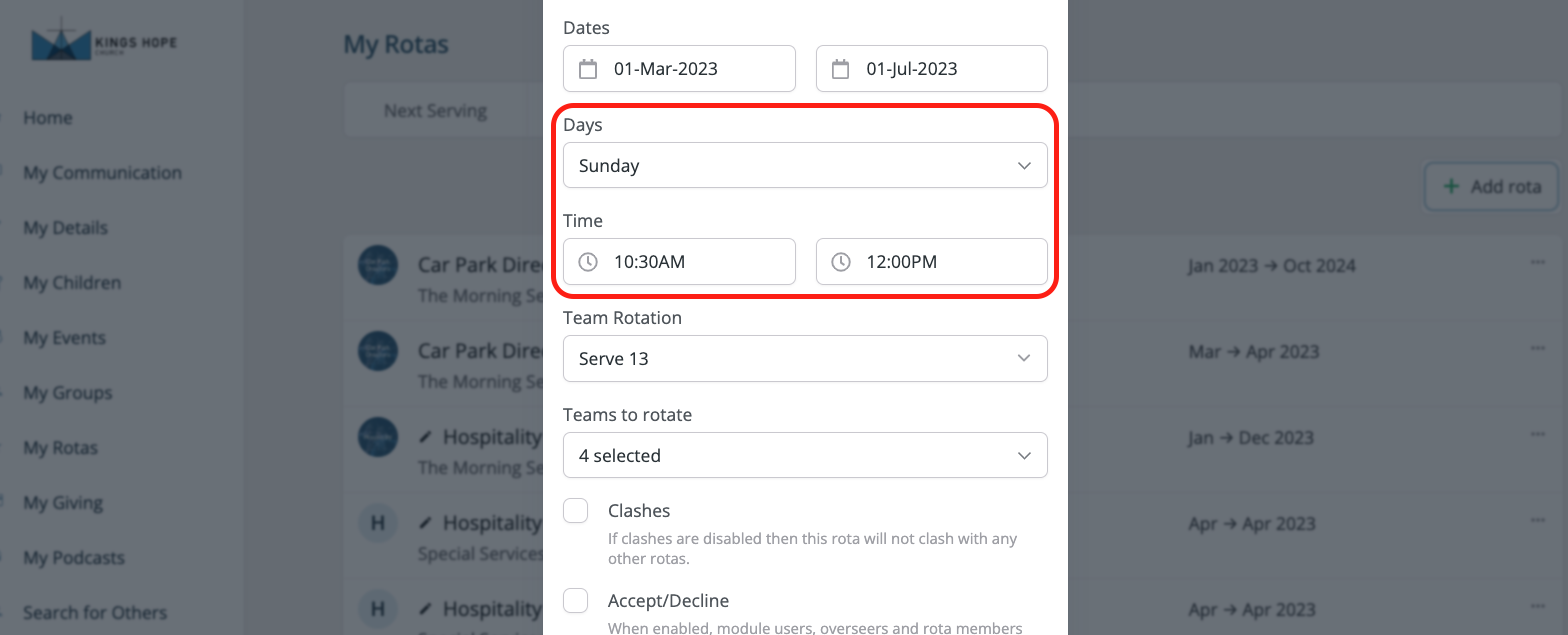 Working with rotas in My ChurchSuite - ChurchSuite Support Articles