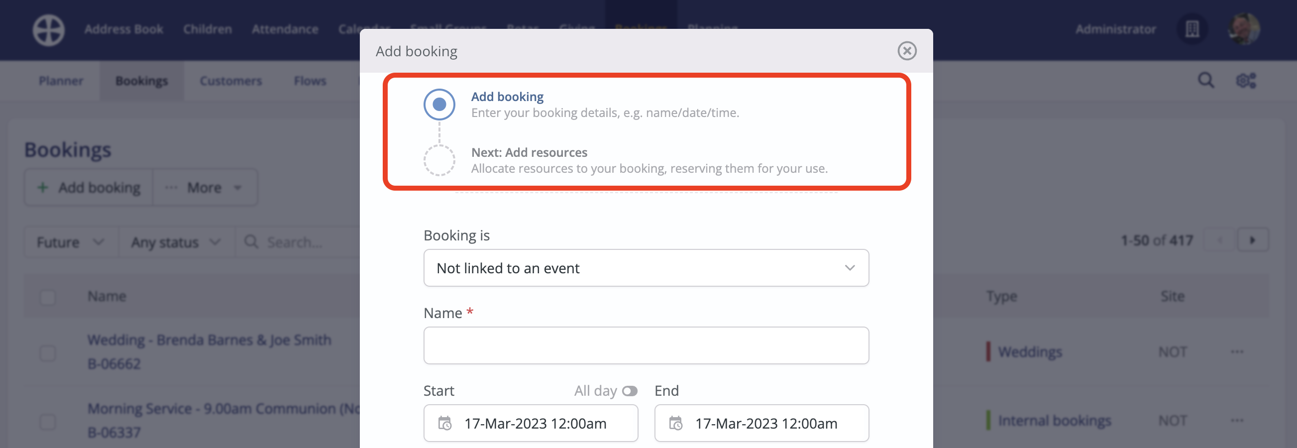 Adding and viewing bookings - ChurchSuite Support Articles